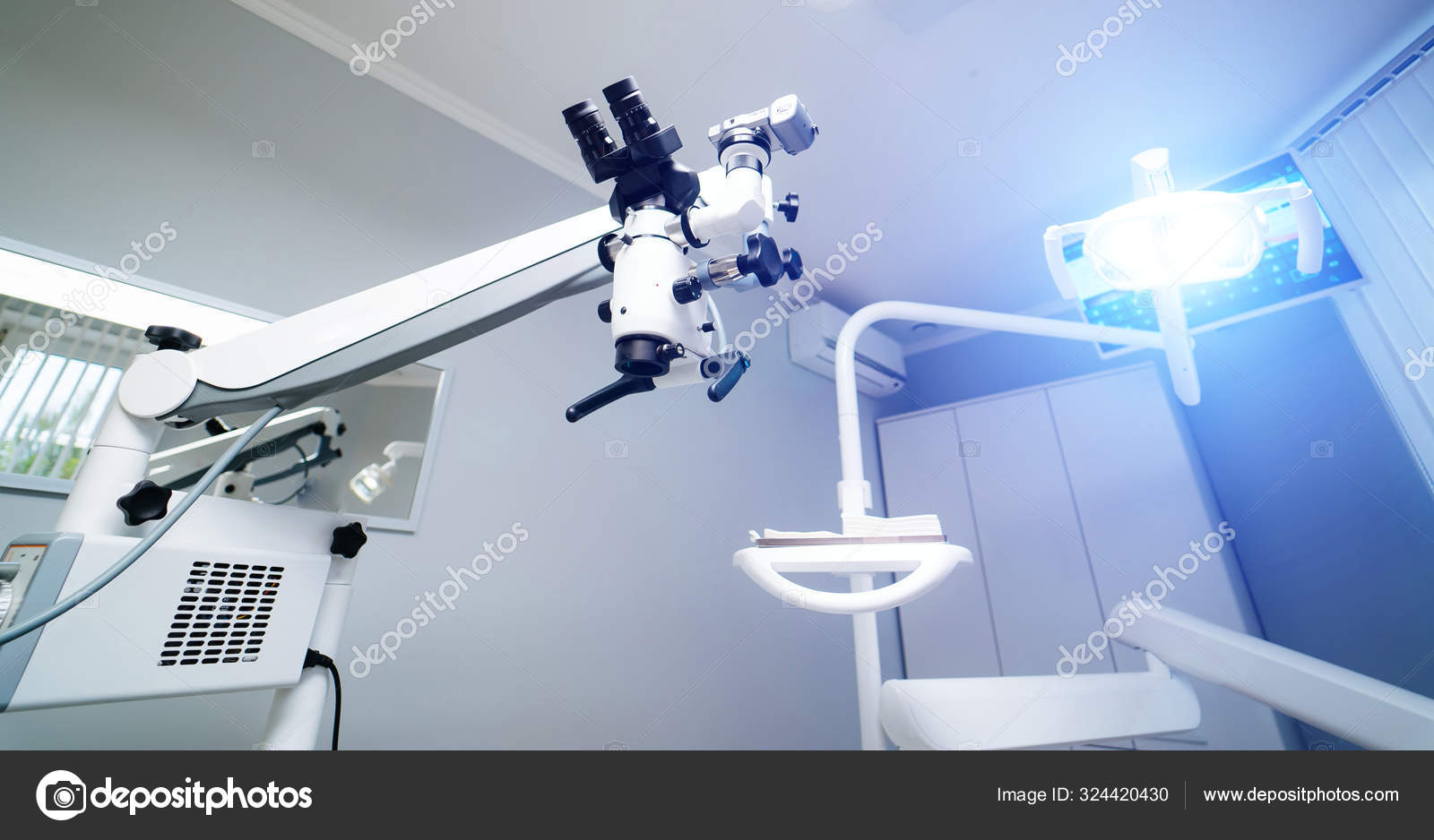 Stomatological operating microscope. Dental optics. Dental equip Stock ...