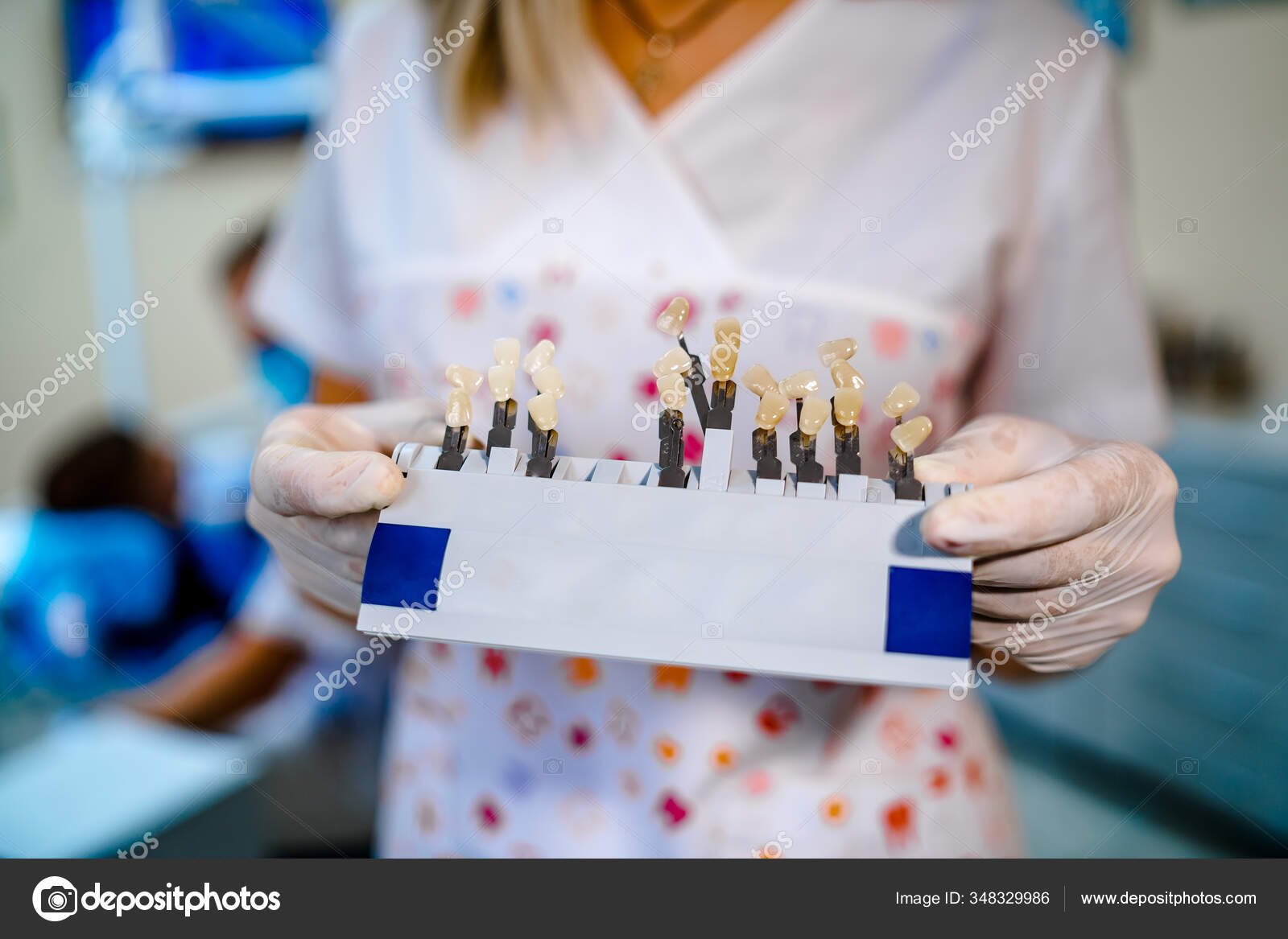Palette Shades Teeth Dental Samples Tint Teeth Closeup Stock Photo by ...