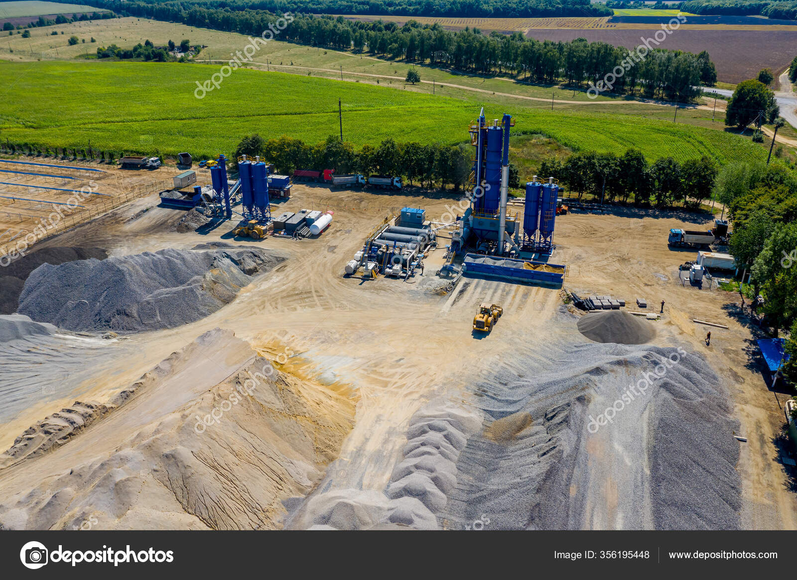 Industrial Asphalt Plant Surrounded Piles Gravel Asphalt Mixture ...