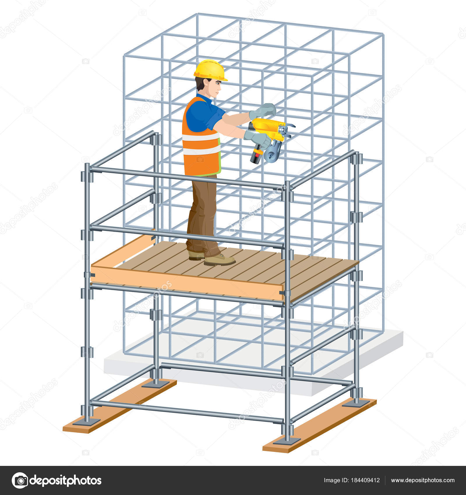 Rebar Work Construction Site Vector Illustration White Background Stock ...