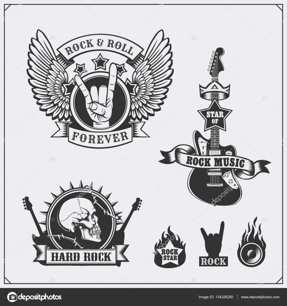 Simbolos Do Rock And Roll Símbolo Do Rock N Roll Cartazes Para A