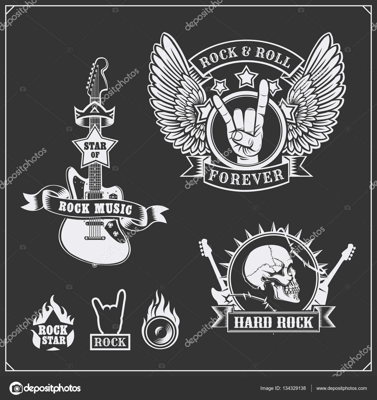 Simbolos Do Rock And Roll Símbolo Do Rock N Roll Cartazes Para A