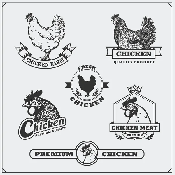 Chicken Farm Badge or Label. Vector illustration. Stock Vector Image by ...