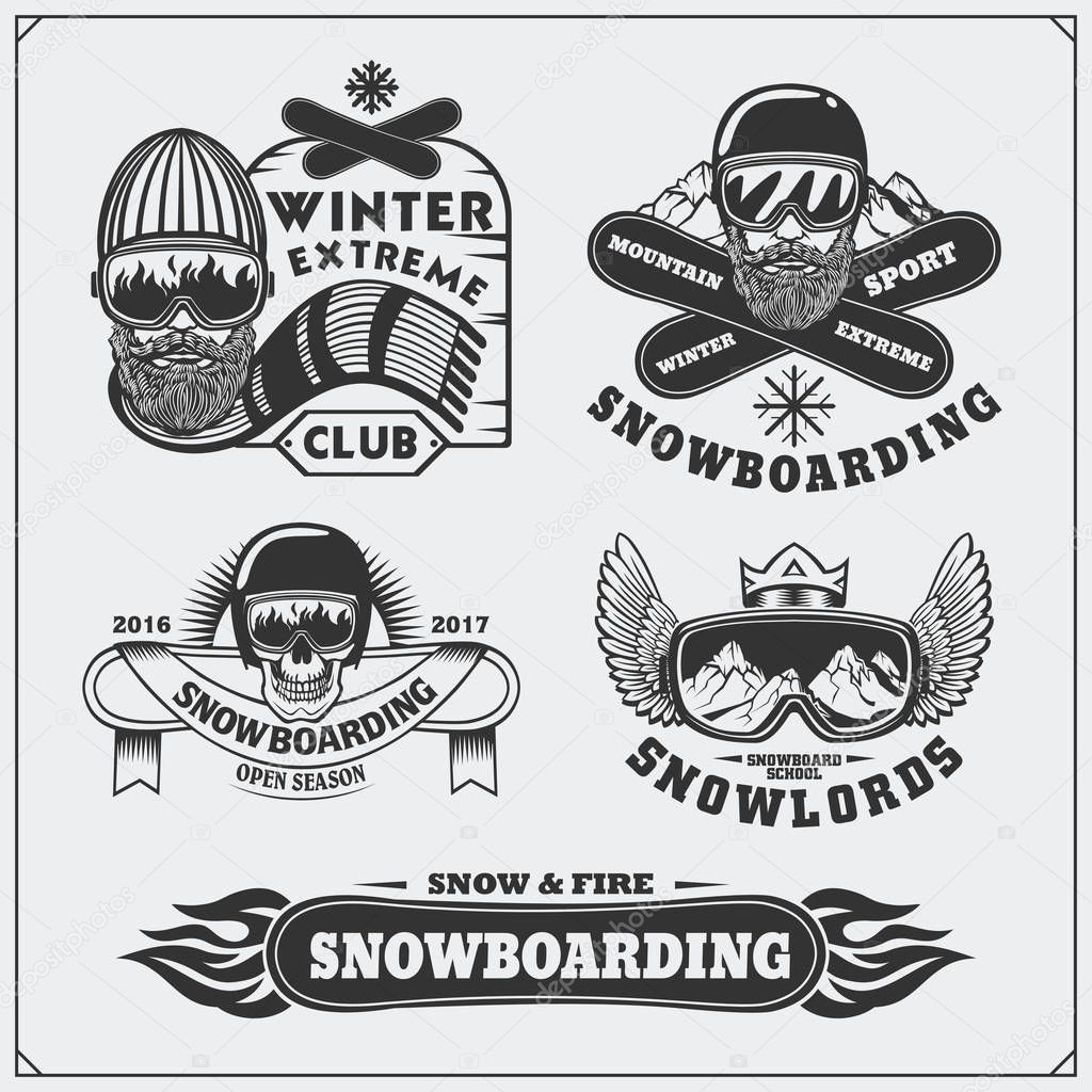 Conjunto de etiquetas, emblemas, insignias y elementos de diseño ...