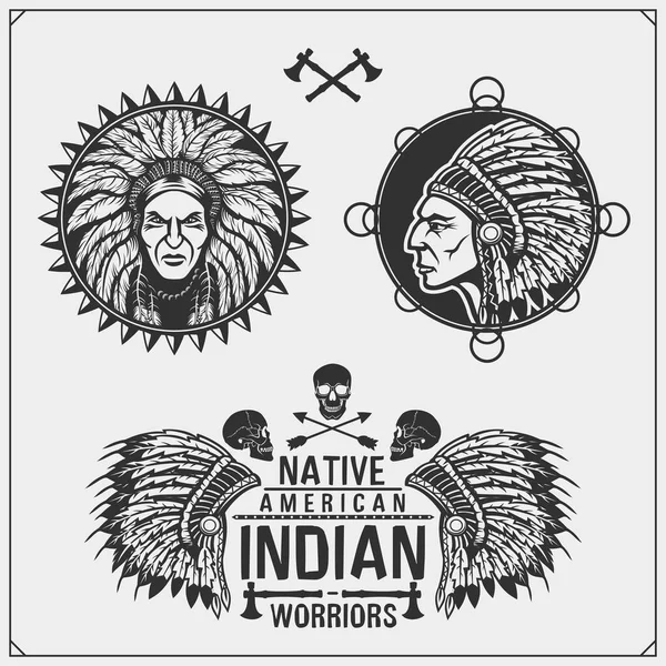 Indians, native americans tribe chief in headdress Stock Vector Image ...