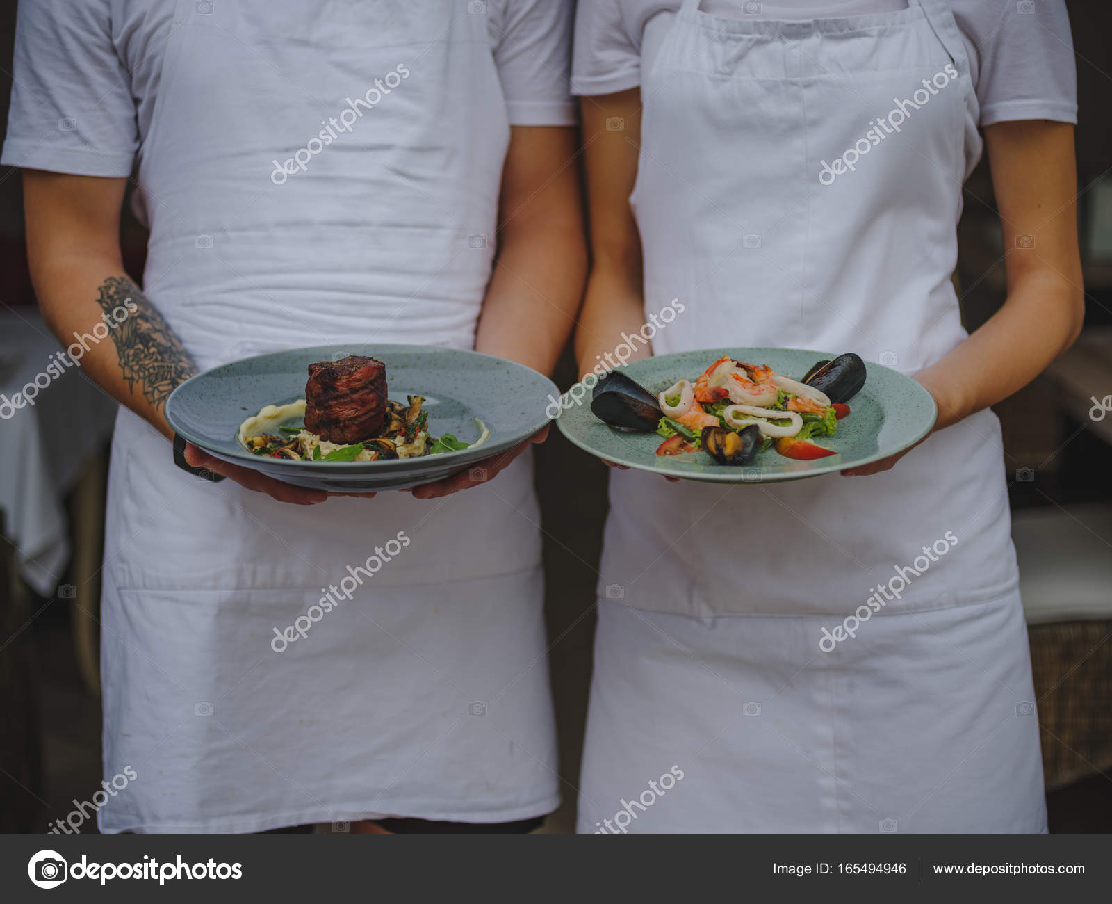 Waiters And Waitresses Serving