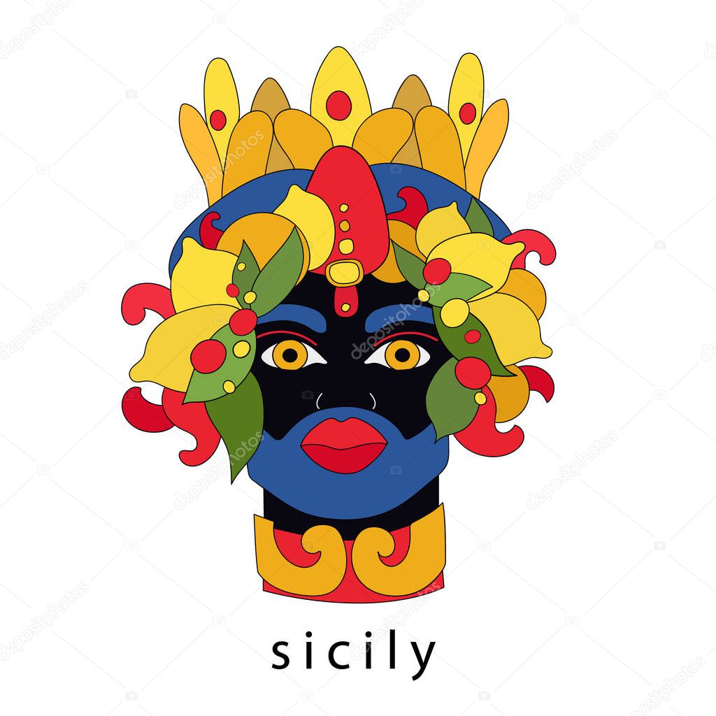 Jarrón siciliano tradicional con cabeza de páramo. Ídolo morisco ...