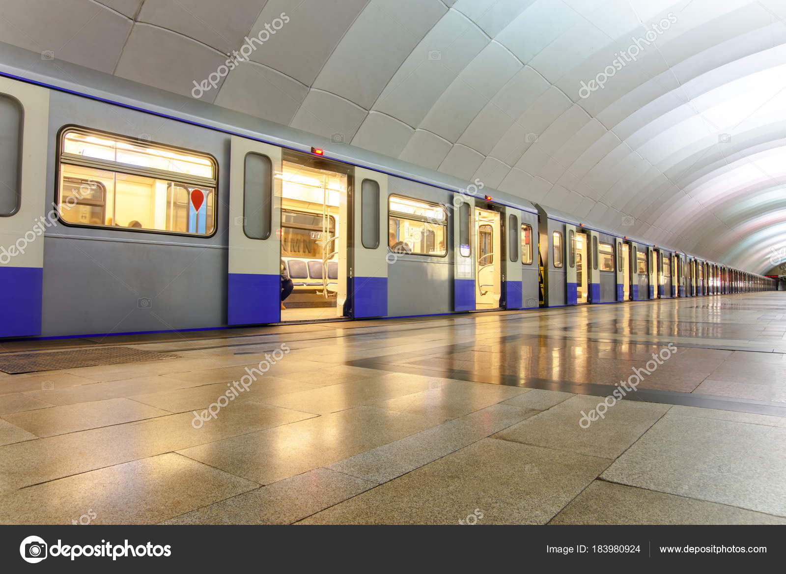 Metro train on platform Stock Photo by ©wladislaw.mail.ru 183980924