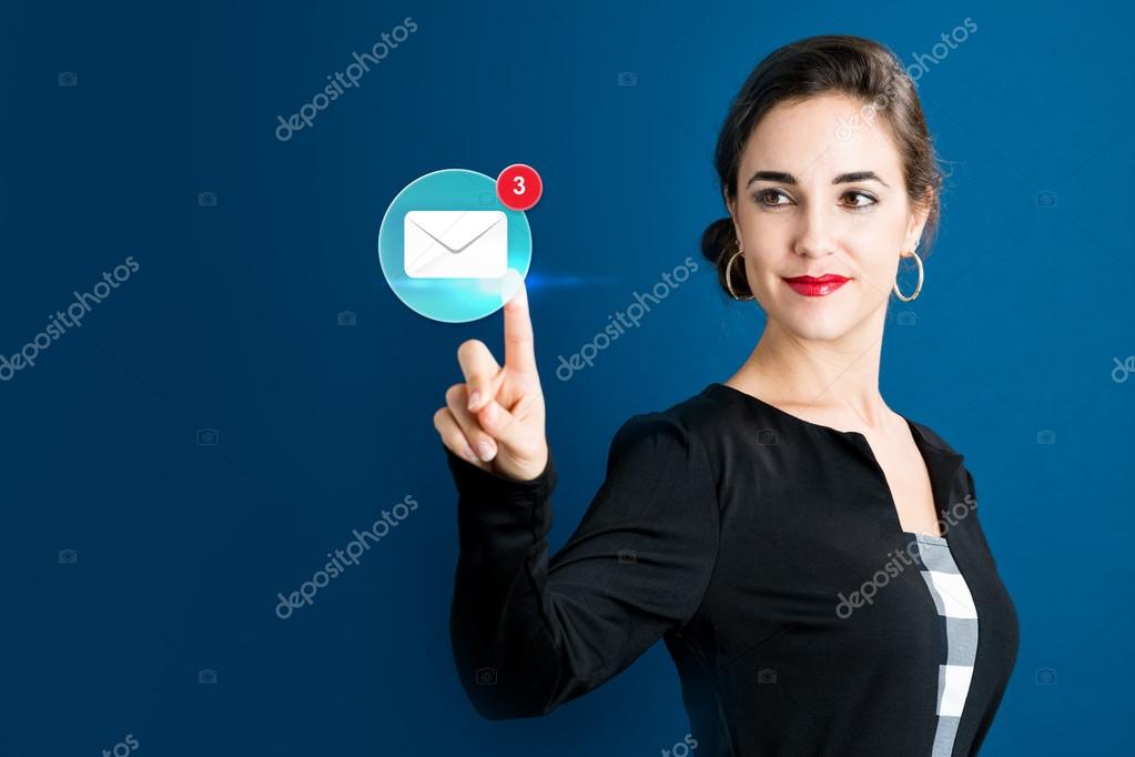 Email icon with business woman Stock Photo by ©Melpomene 126087960