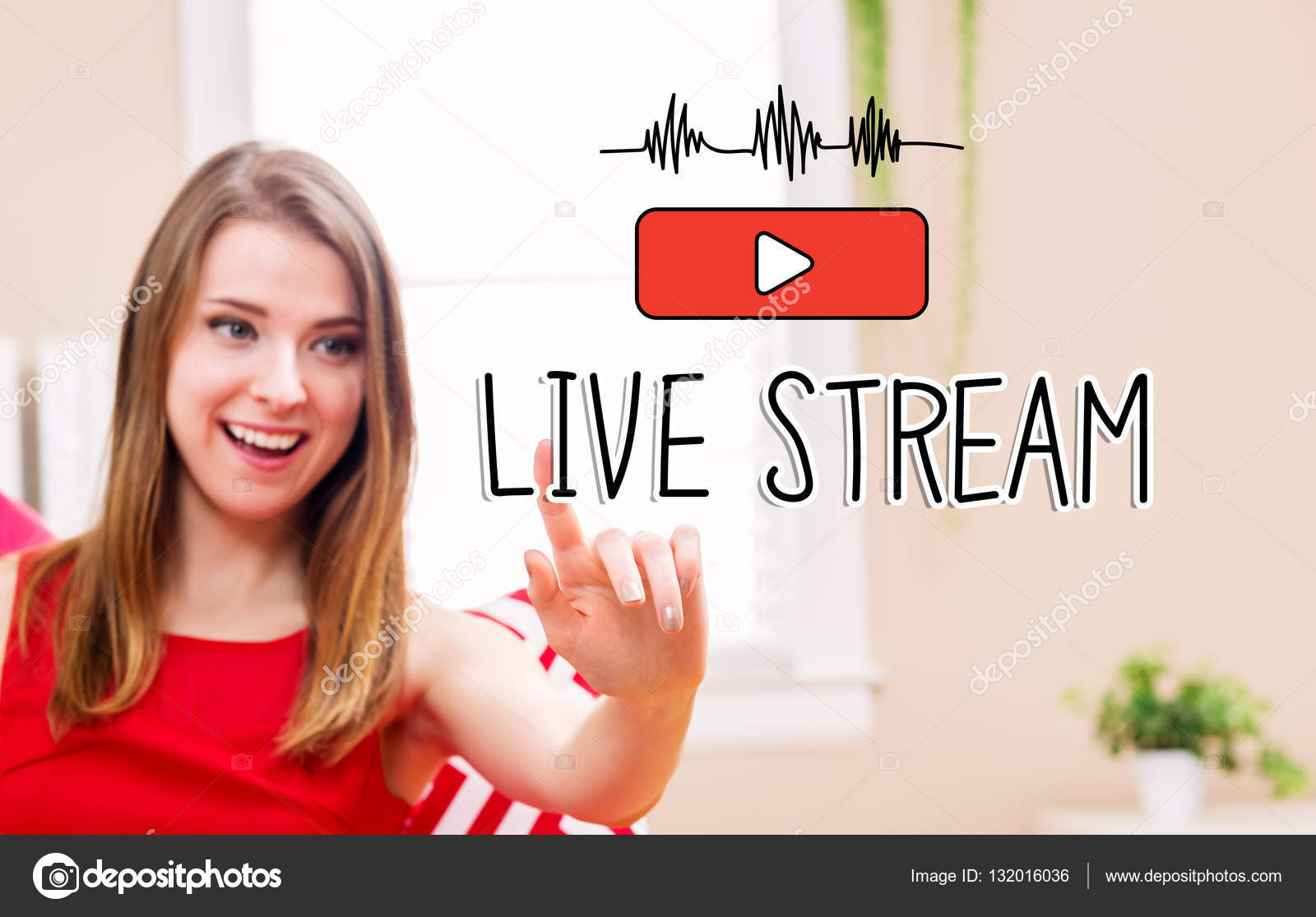 Live Stream concept with young woman — Stock Photo © Melpomene #132016036