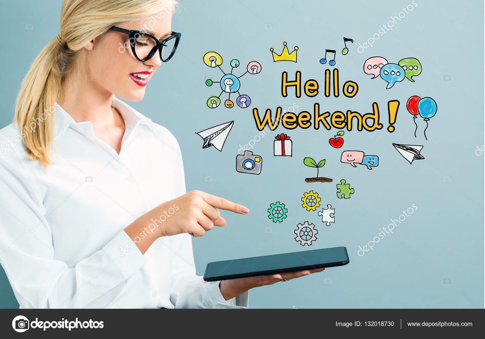 Hello Weekend text with business woman — Stock Photo © Melpomene #132018730