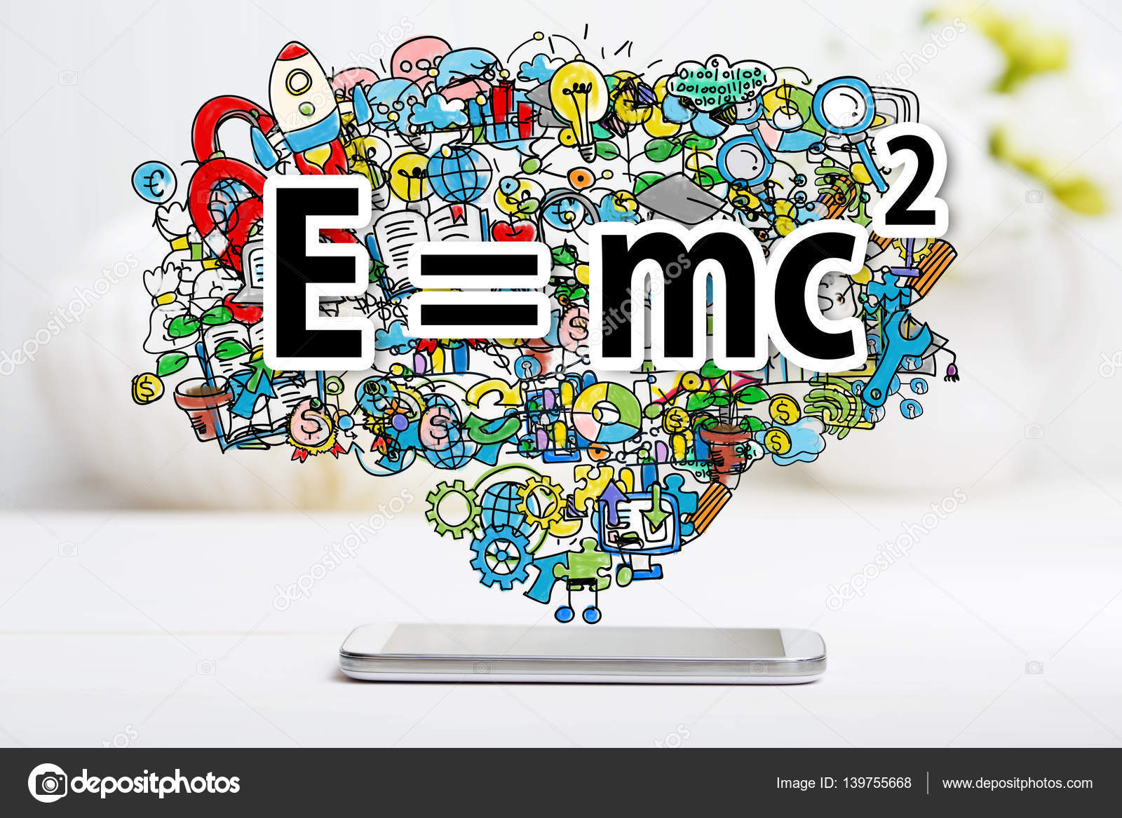 Mass Energy Equivalence concept with smartphone — Stock Photo ...