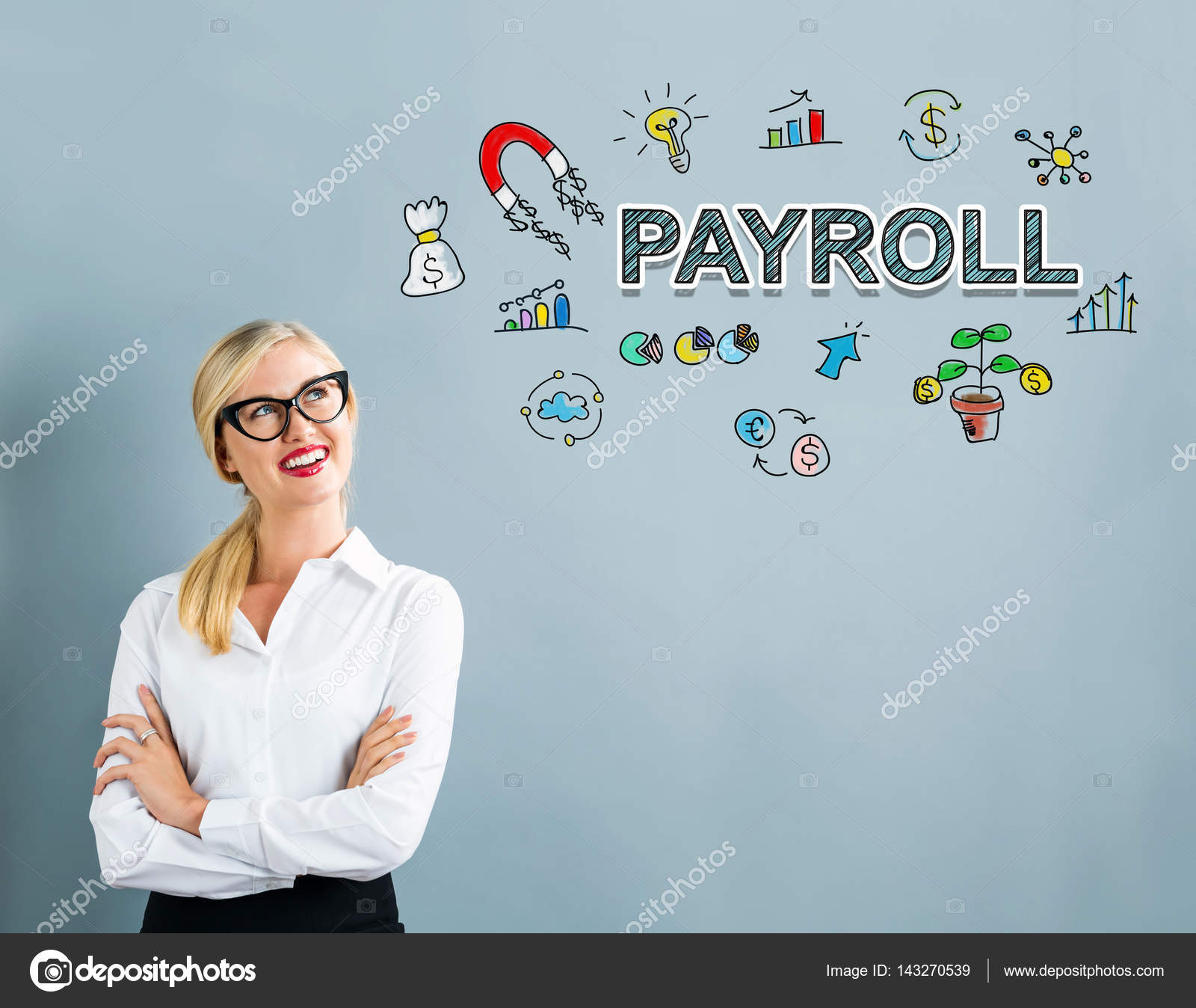 Payroll text with business woman — Stock Photo © Melpomene #143270539