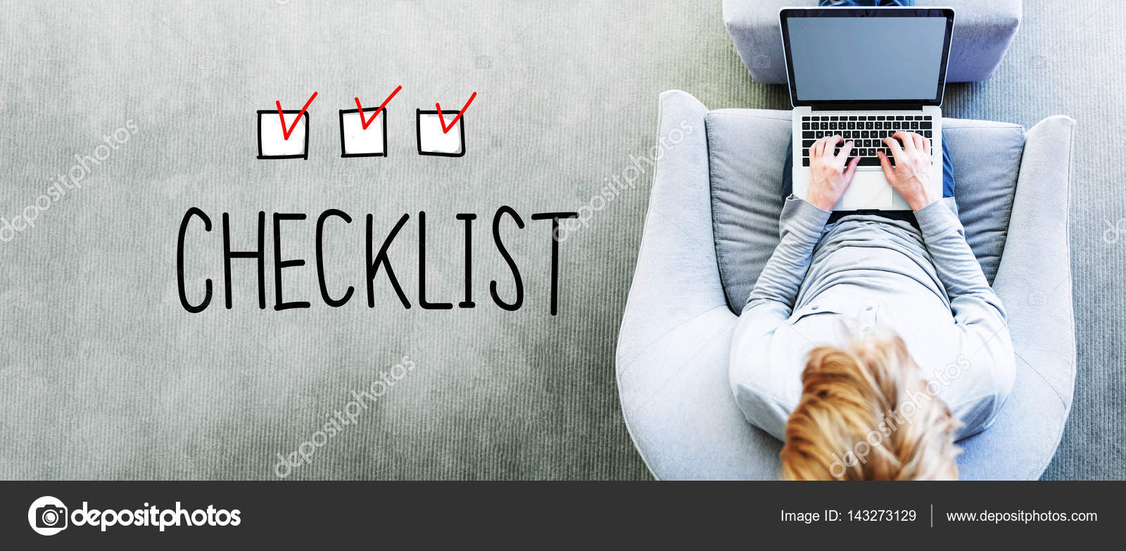 Checklist text with man — Stock Photo © Melpomene #143273129