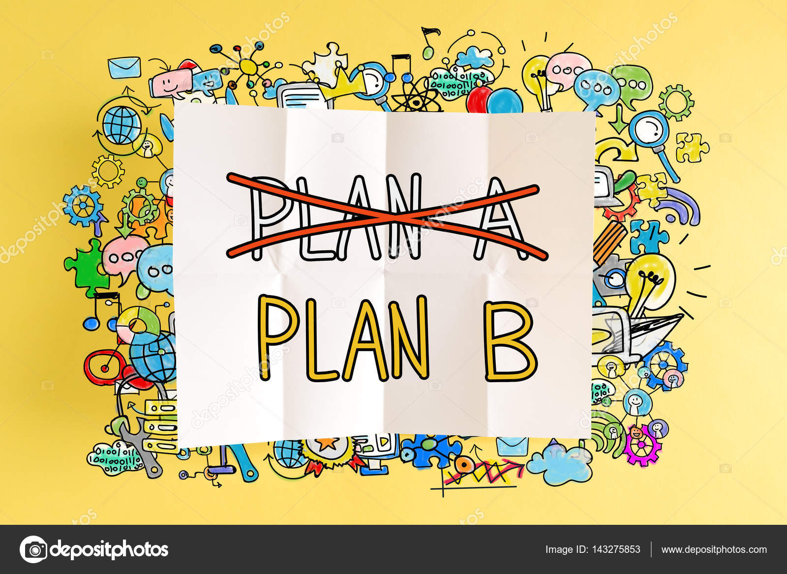 Plan B text with illustrations Stock Photo by ©Melpomene 143275853