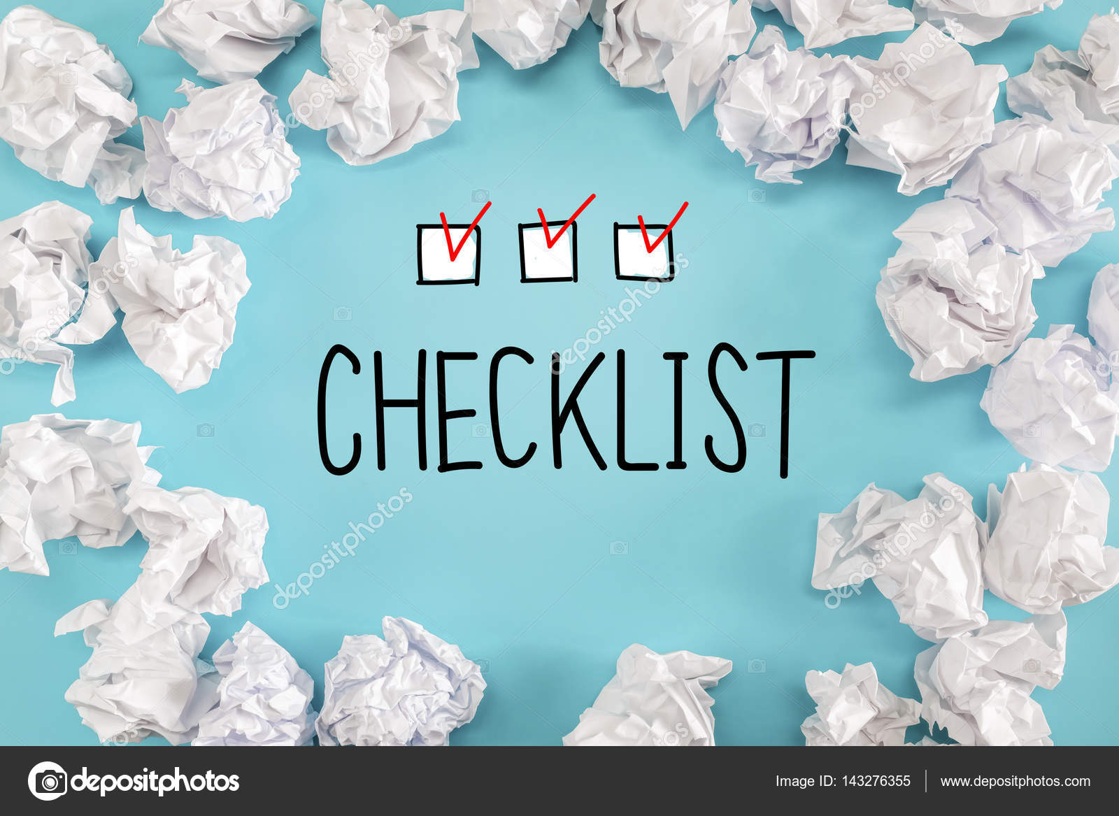 Checklist text with paper balls — Stock Photo © Melpomene #143276355