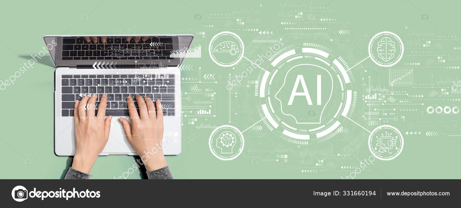 AI concept with person using laptop computer — Stock Photo © Melpomene ...