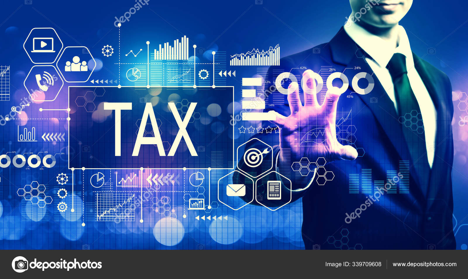 Tax theme with businessman — Stock Photo © Melpomene #339709608