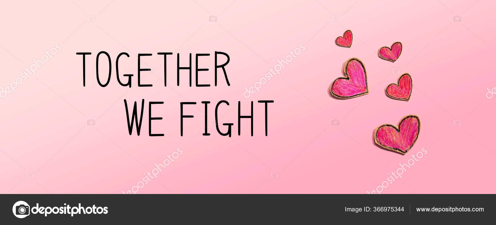 Together We Fight message with red heart drawings — Stock Photo ...