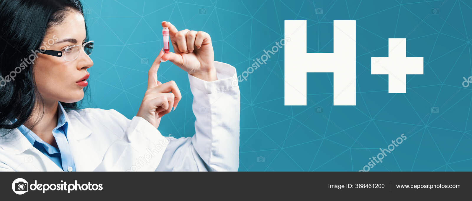Humanity Plus theme with a doctor holding a laboratory vial Stock Photo ...