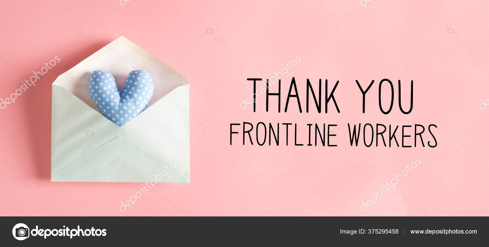 Thank You Frontline Workers message with a heart cushion in an envelope Stock Photo by ...