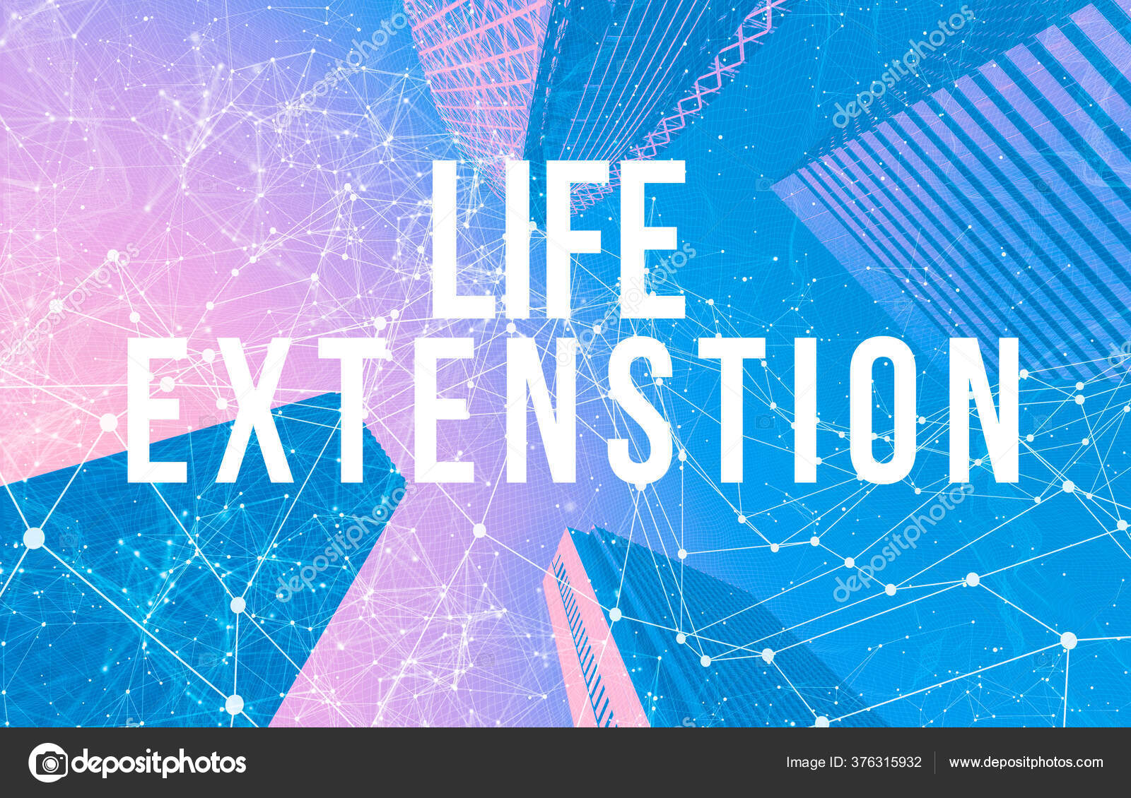 Life extension theme with abstract patterns and skyscrapers — Stock ...