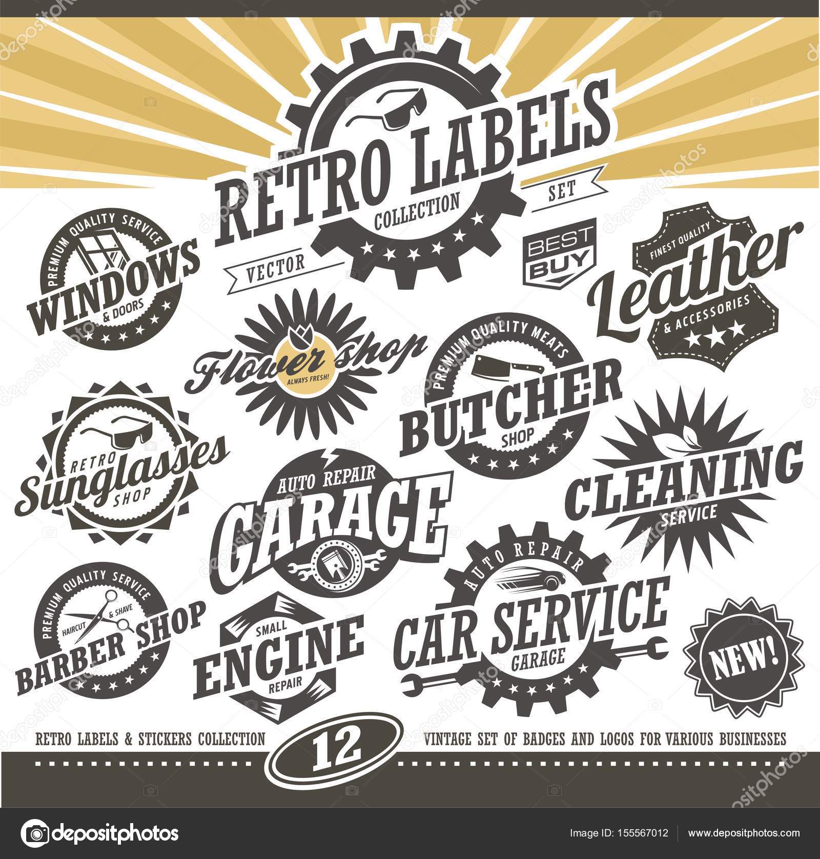Retro labels and stickers collection — Stock Vector © lukeruk #155567012