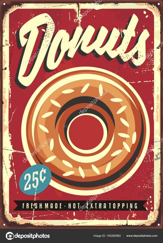 Donuts retro promotional sign Stock Vector Image by ©lukeruk #165280962