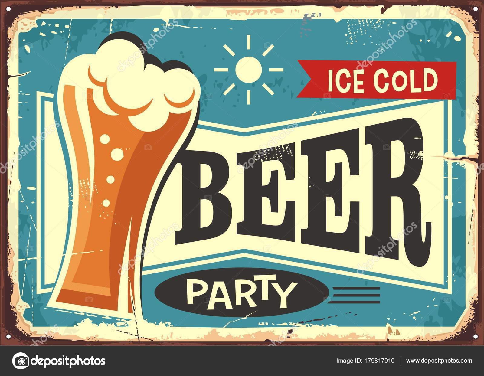 Beer Party Retro Pub Sign Stock Vector Image by ©lukeruk #179817010