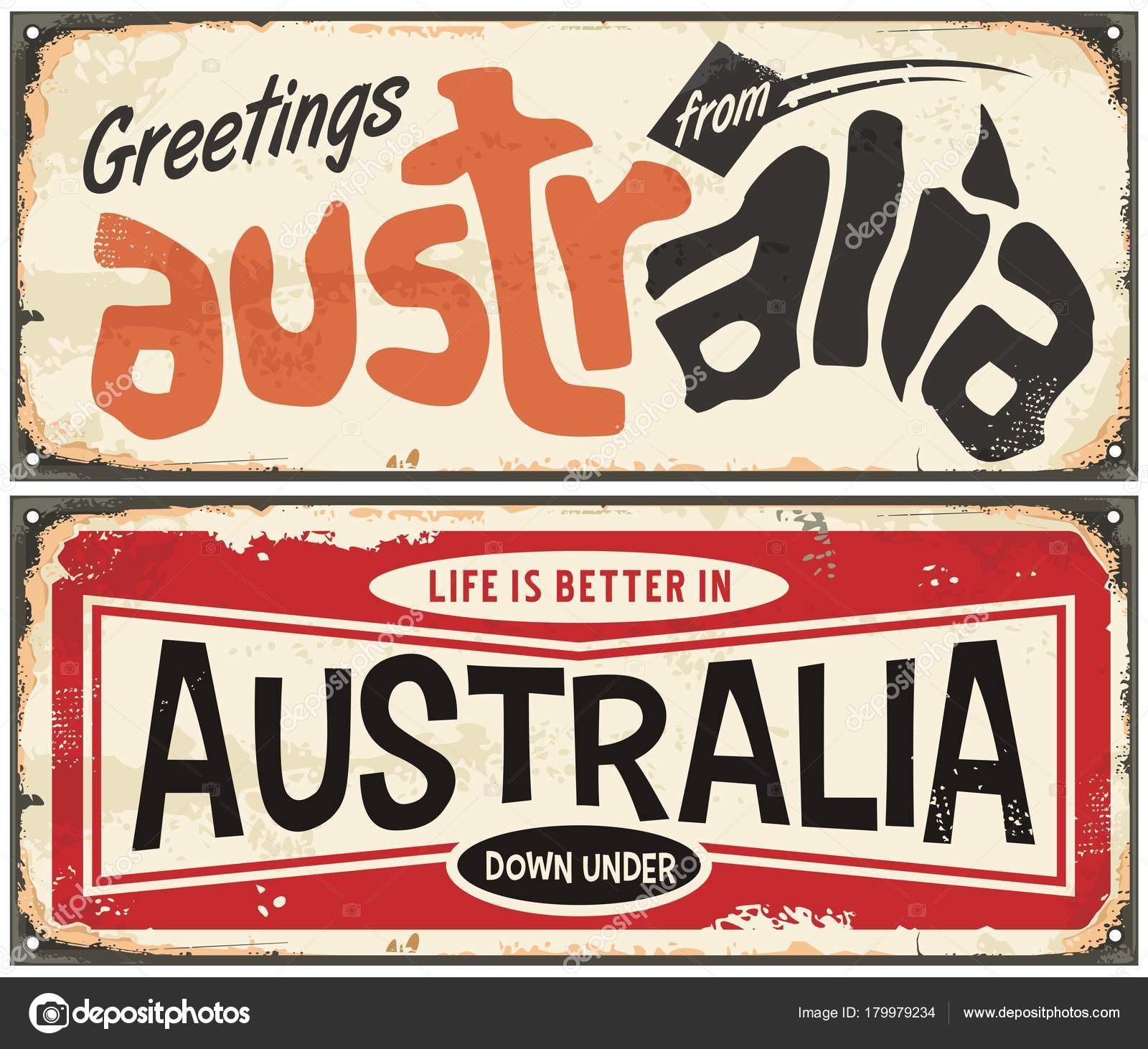 Greetings Australia Retro Sign Template Life Better Australia Vintage ...