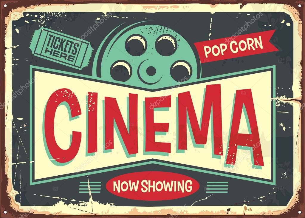 Cinema Retro Decorative Sign Layout Vintage Poster Design Cinema Movies ...