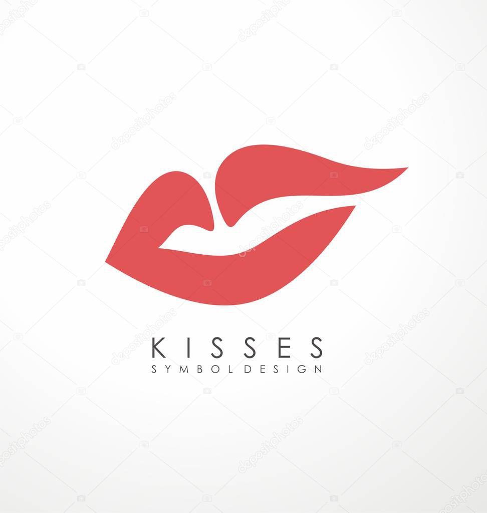 Diseño Símbolo Beso Con Labios Rojos Suaves Aislados Sobre Fondo Vector ...