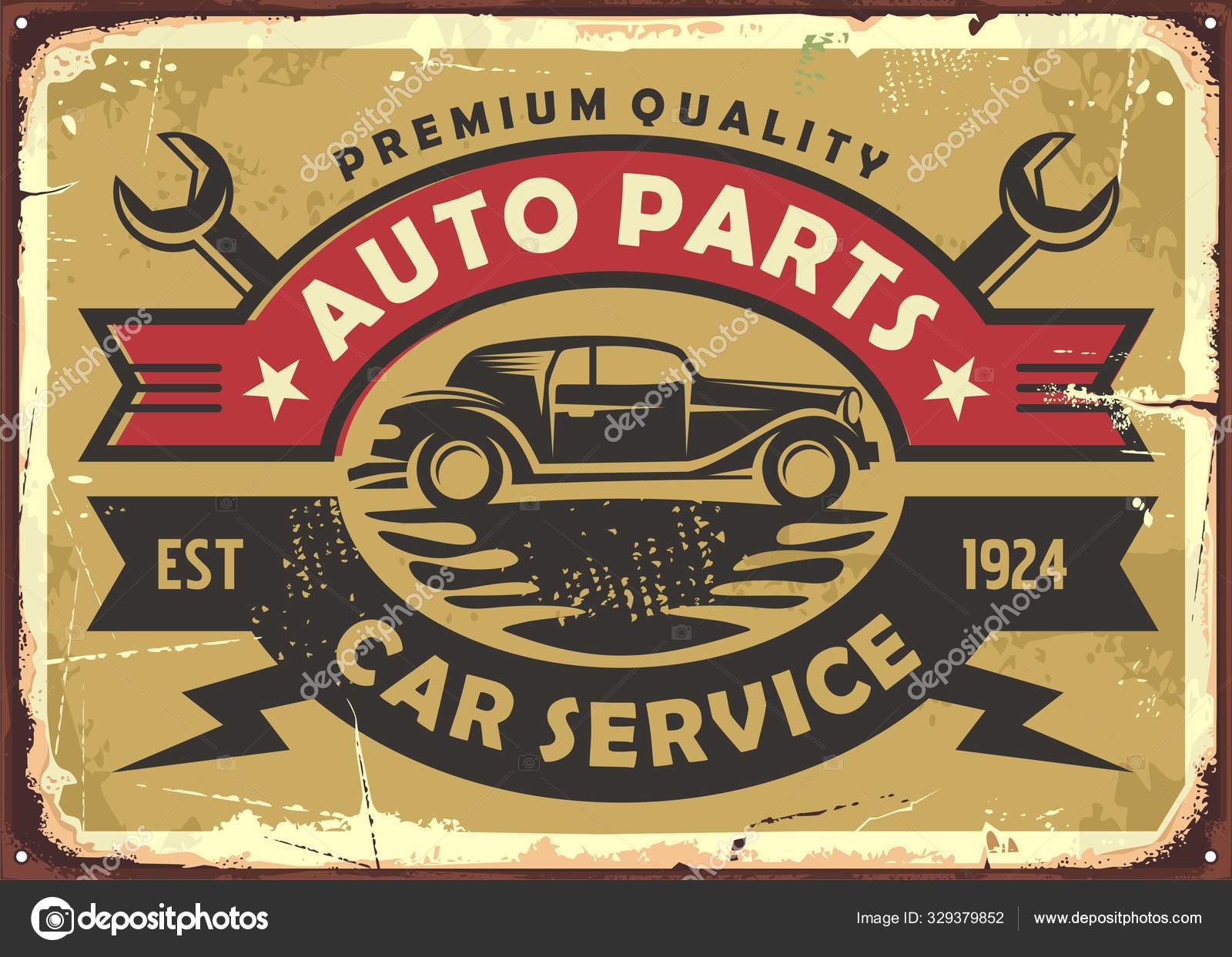 Auto Cz ci Serwis Samochodowy Stary Znak Vintage Oldsmobile Tle Z otego wektor stockowy od lukeruk 329379852