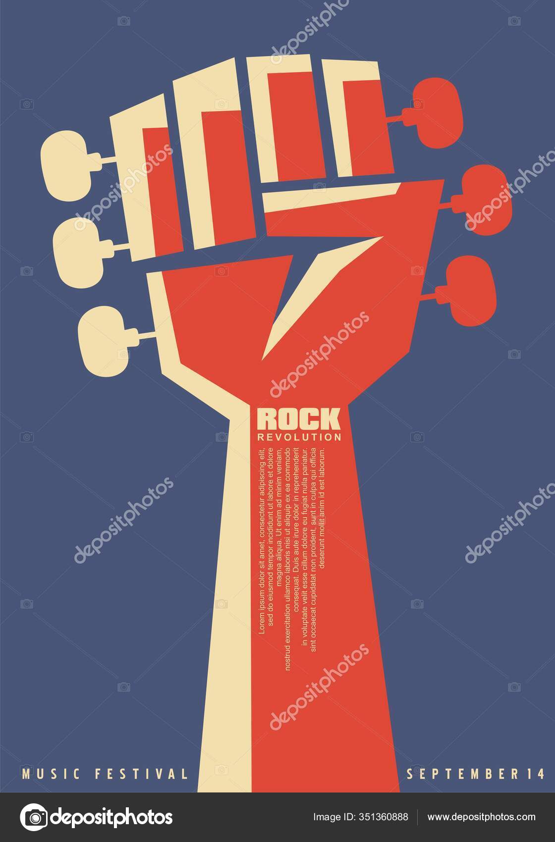 Rock Revolution Creative Poster Idea Revolutionary Fist Guitar Neck ...