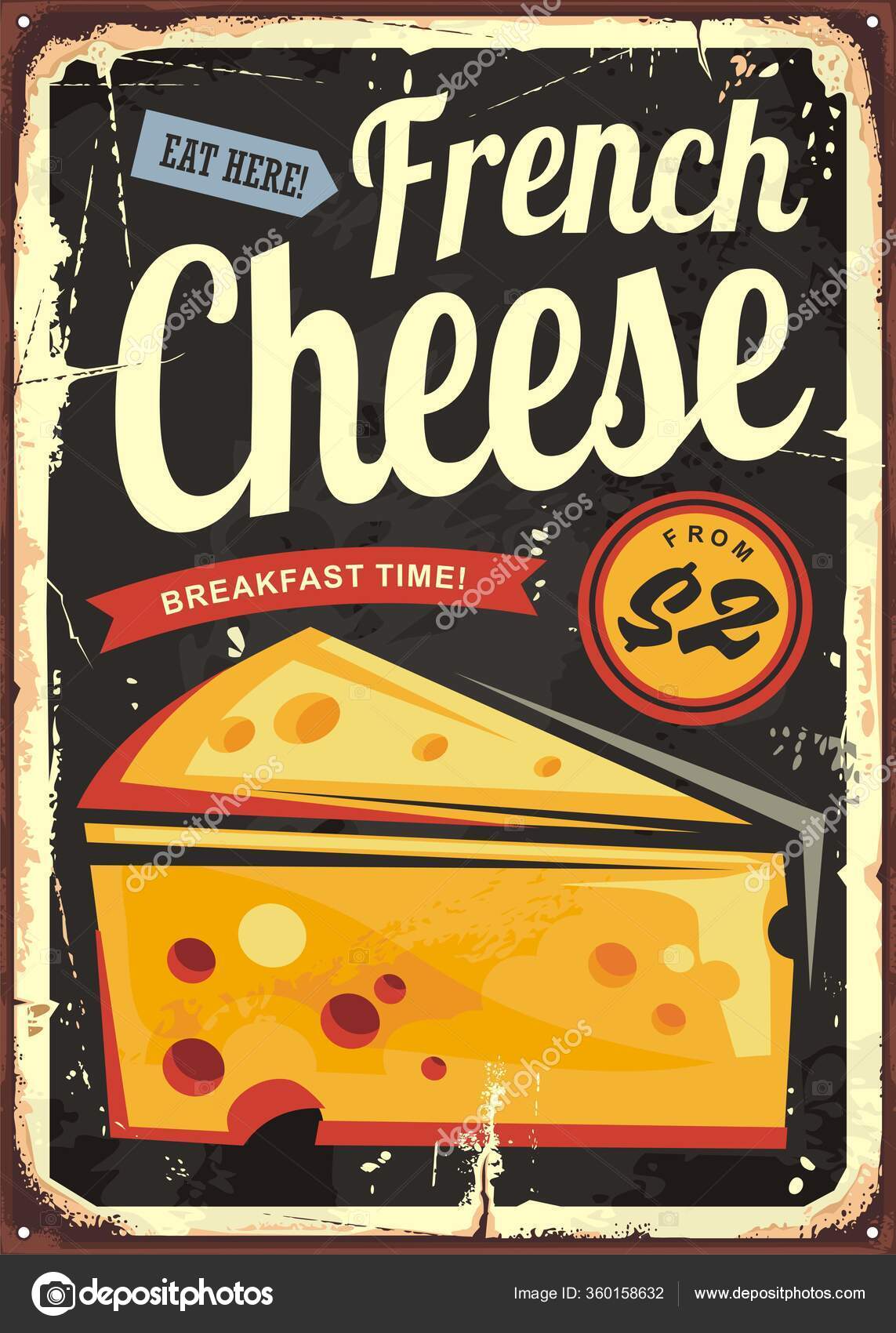 French Cheese Retro Metal Sign Plate Advertisement Vintage Poster ...