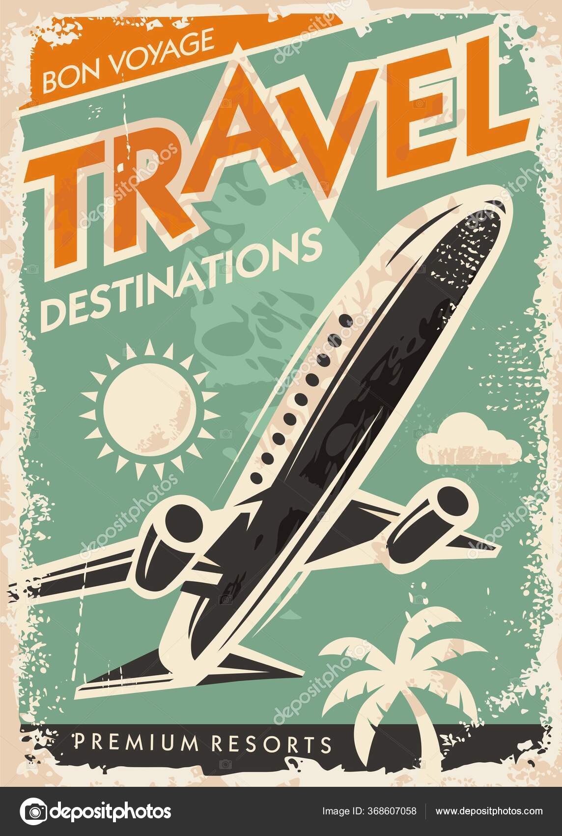 Airplane Graphic Travel Brochure Template Vector Illustration Vacation ...