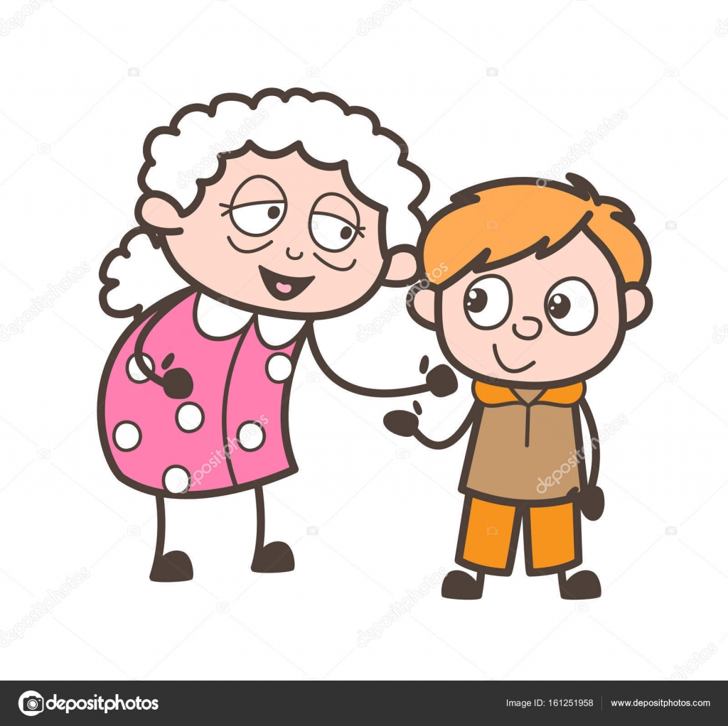 Dibujos animados feliz abuela con nieto vector ilustración Vector de ...