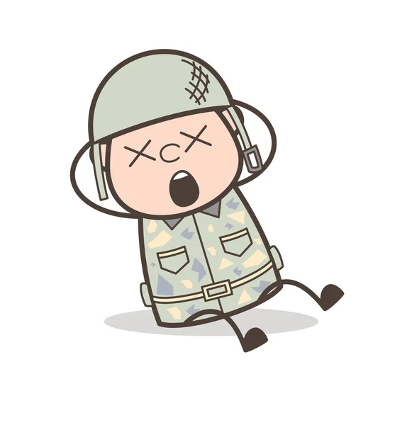 Cartoon Tired Army Man Sleeping and Snoring Vector Illustration Stock ...
