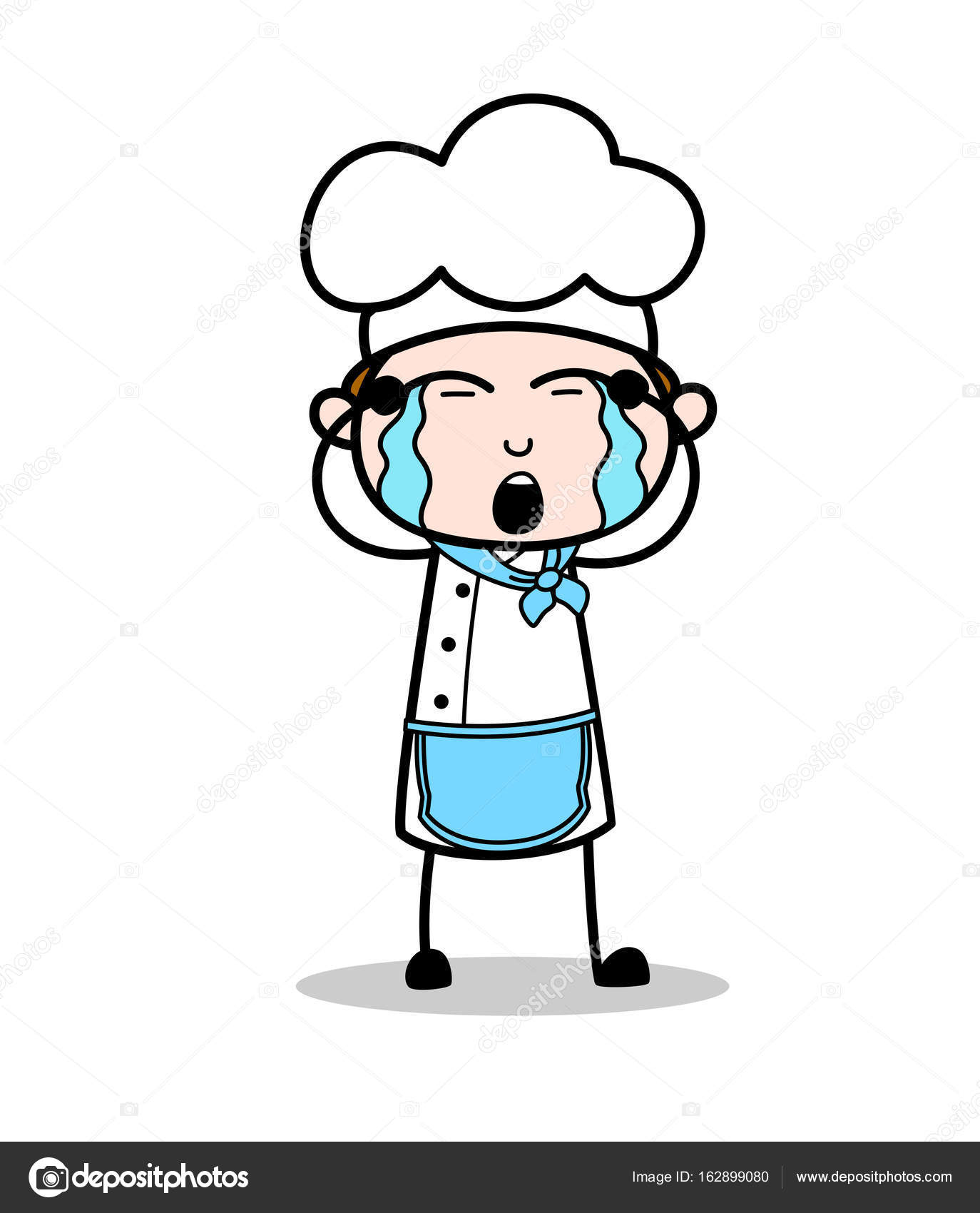 우는 얼굴 벡터 일러스트 레이 션 만화 요리사 스톡 벡터 - ©lineartist 162899080