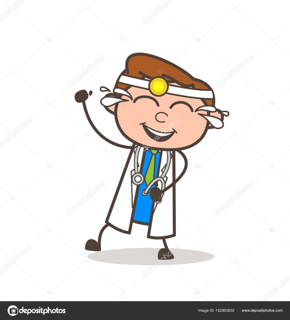 Cartoon Laughing Funny Doctor Vector Illustration Stock Vector Image by ...