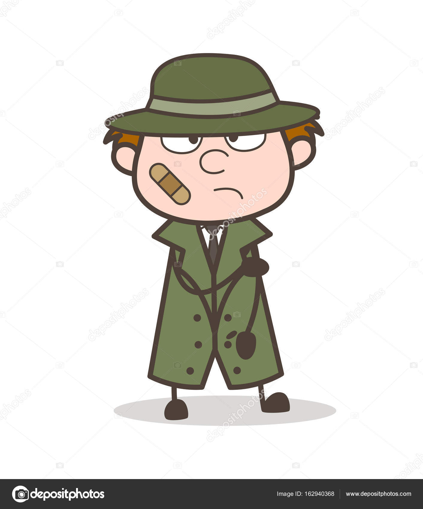 Detective de dibujos animados con vendaje en la cara Vector ilustración ...