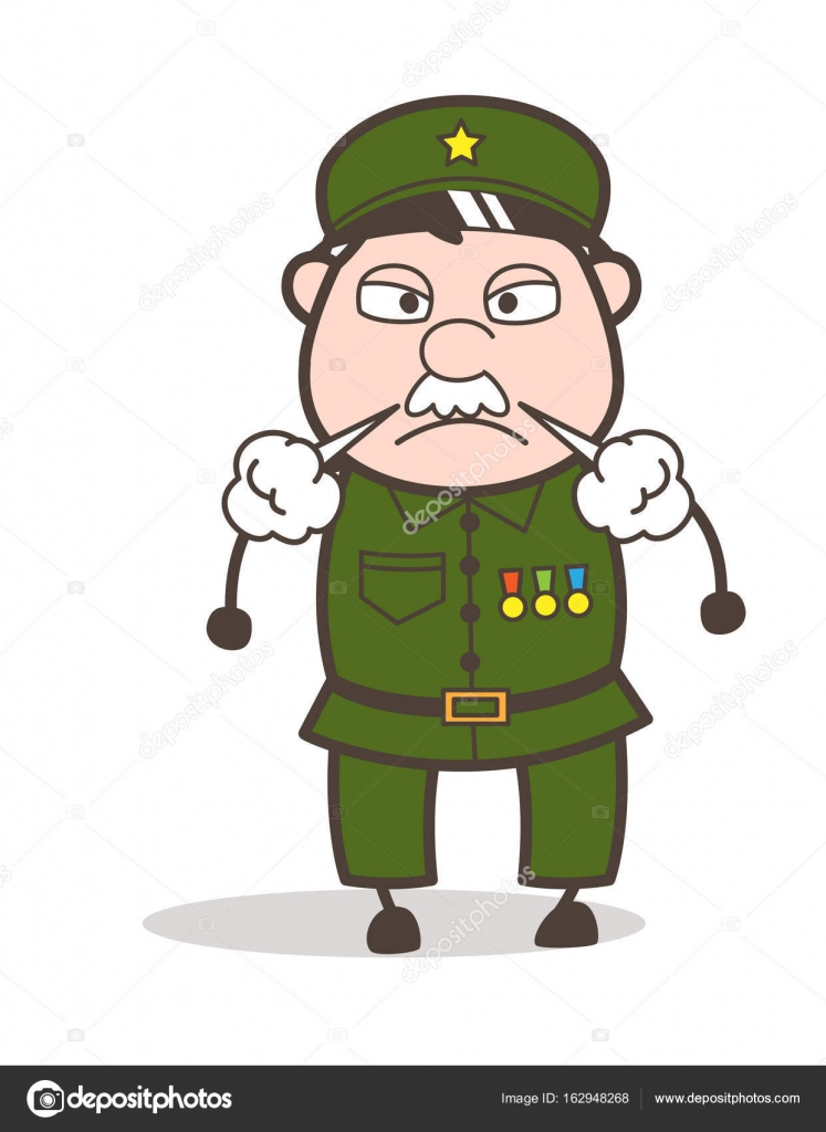 Cartoon Aggressive Sergeant Face Vector Illustration Stock Vector by ...