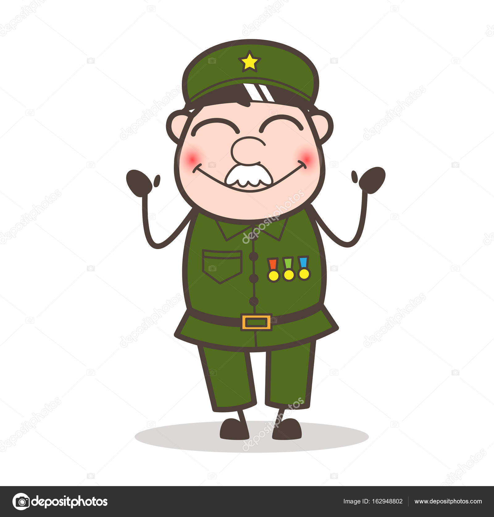 Cartoon Sergeant Blushing Expression Vector Illustration Stock Vector ...