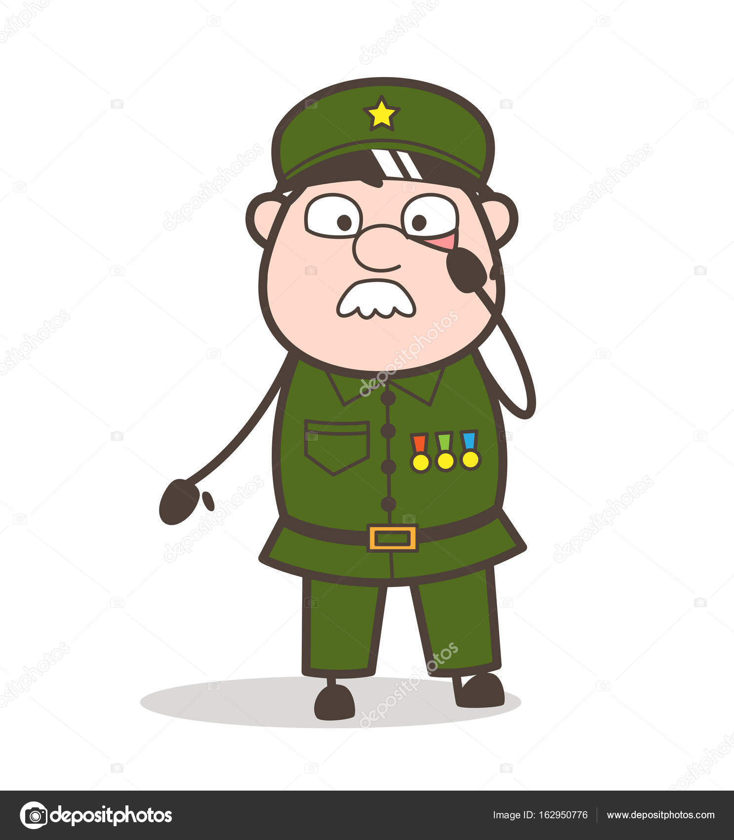 Cartoon Sergeant Showing Eyes for Medical Checkup Vector Illustration ...