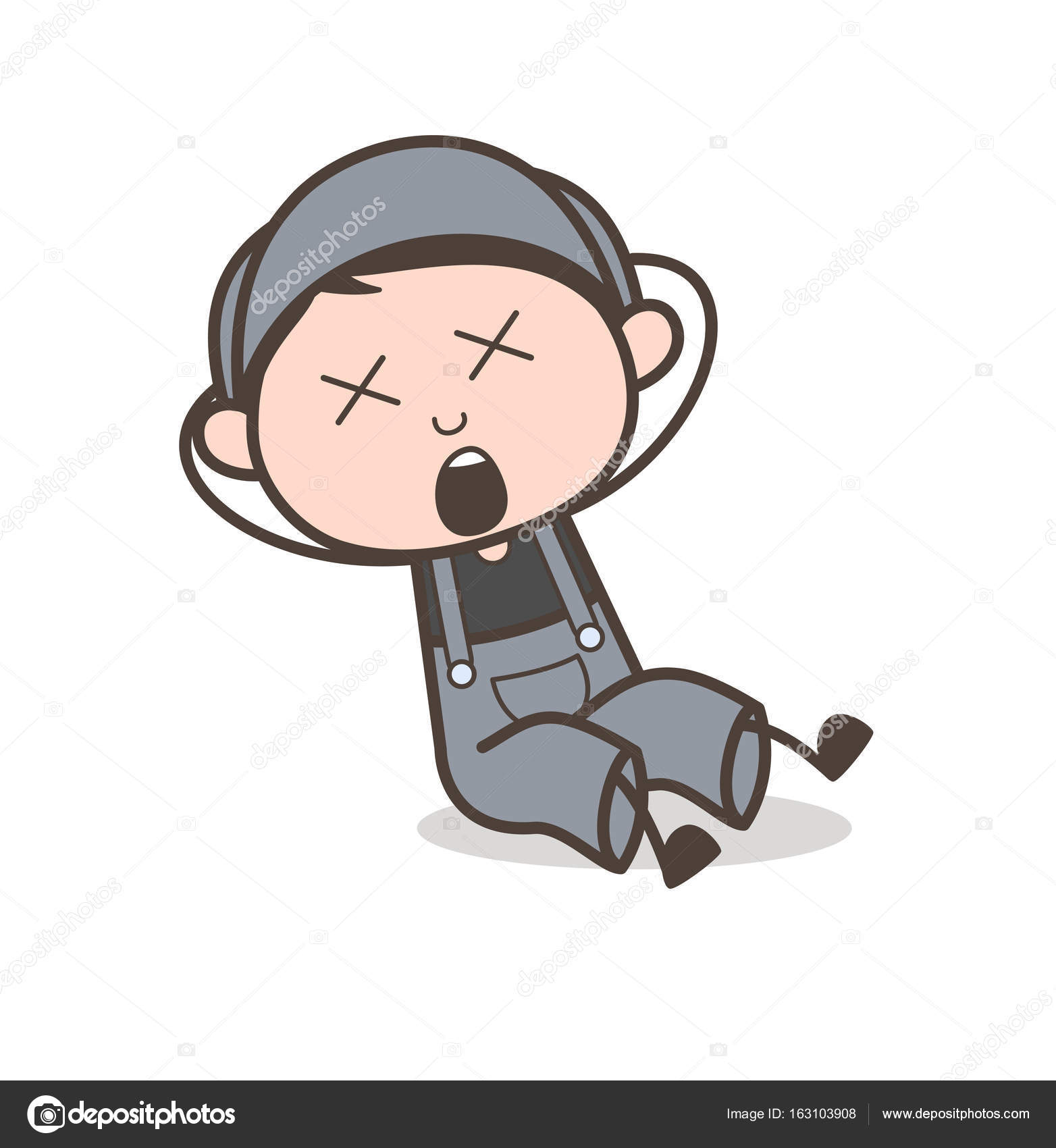 Cartoon Boy se cae con la expresión de la cara mareada Vector ...