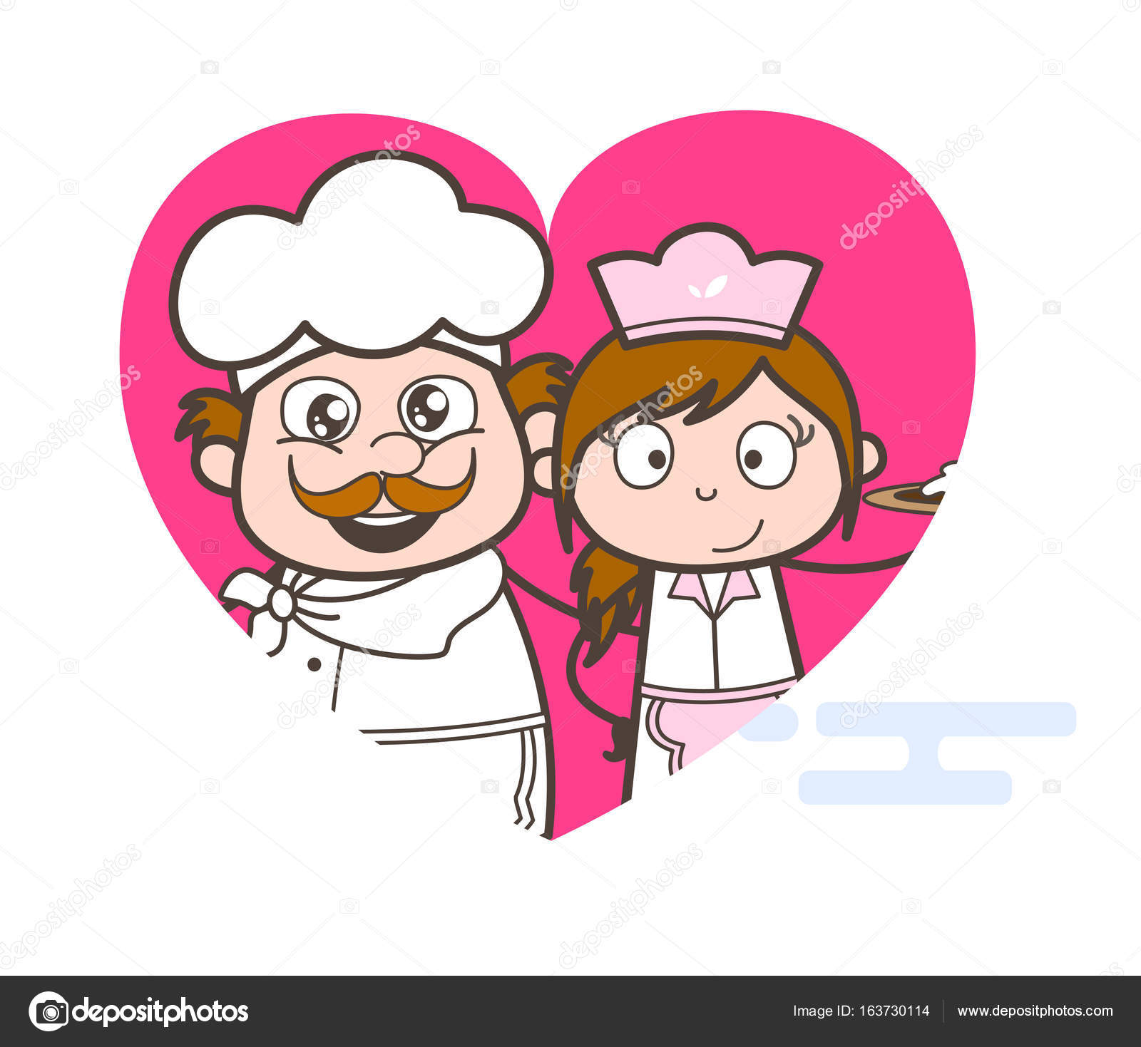 Cartoon Waitress with Leader Chef Vector Illustration Stock Vector ...