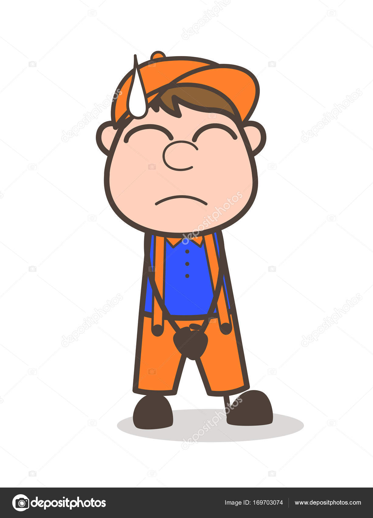 Cartoon Worker Face with Cold Sweat Vector Illustration Stock Vector ...