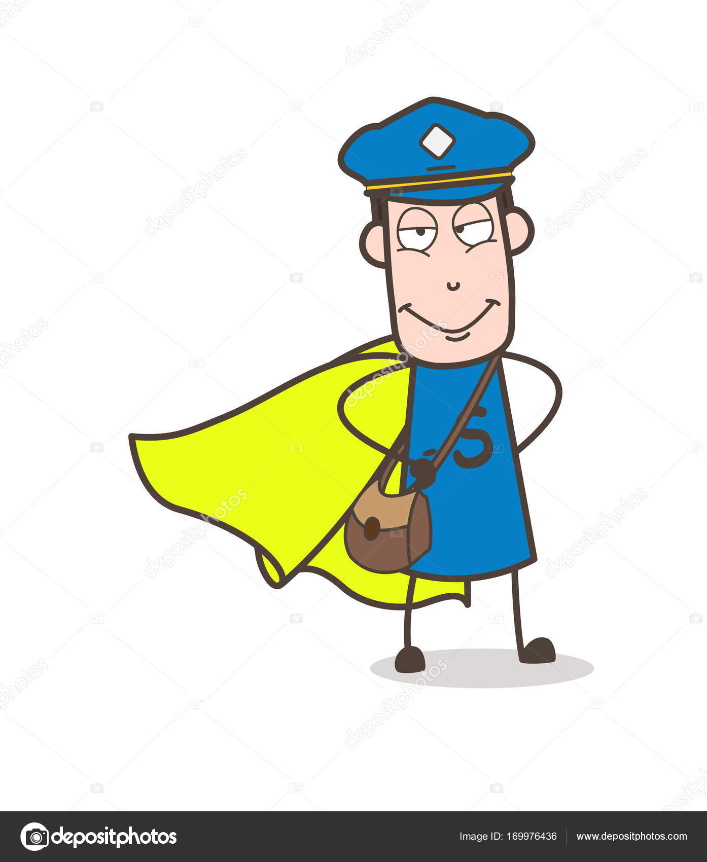 Cartoon Postboy Smiling Face Vector Illustration Stock Vector by ...