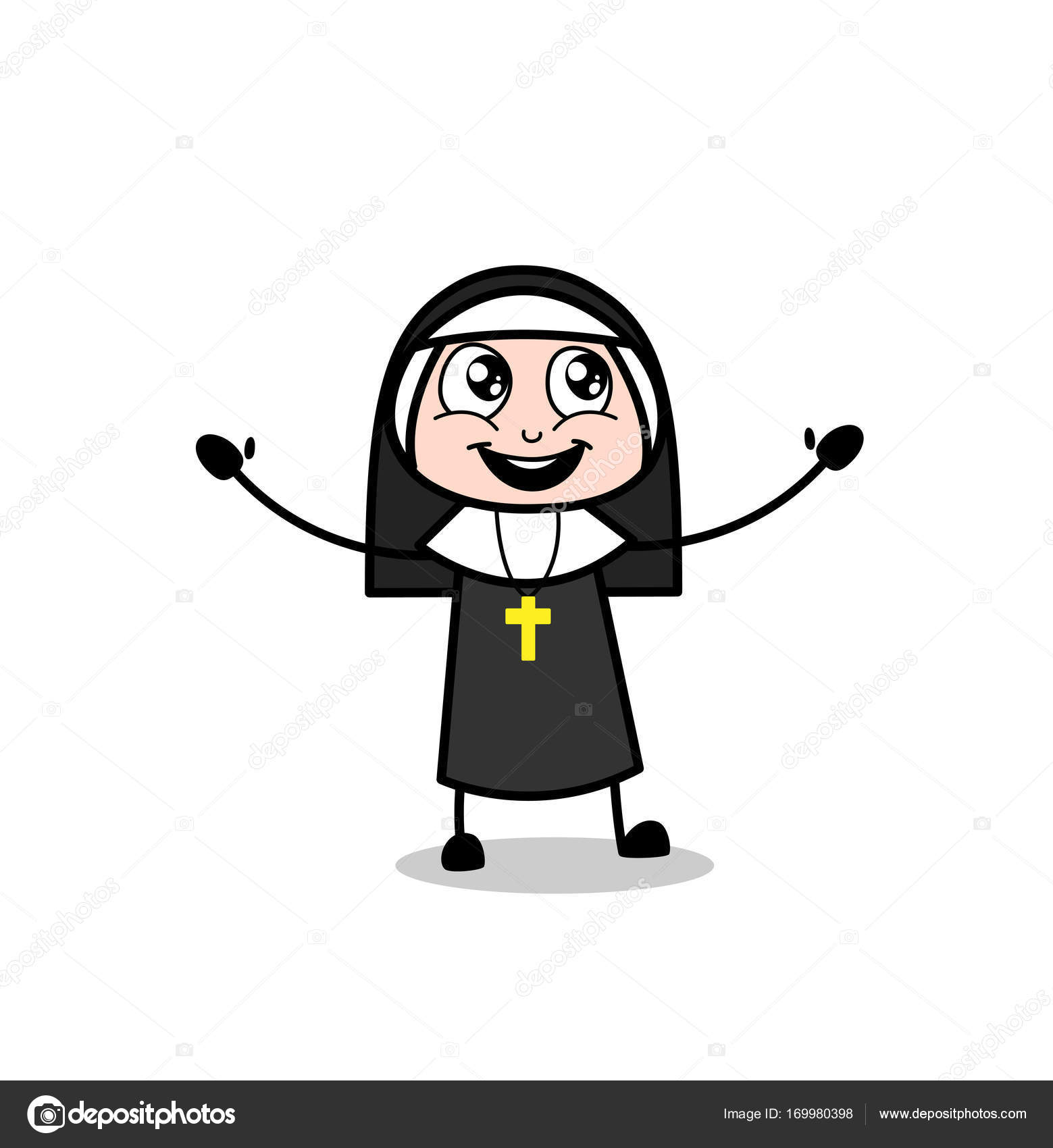 Inocente alegre monja dama riendo en voz alta vector Vector de Stock de ...