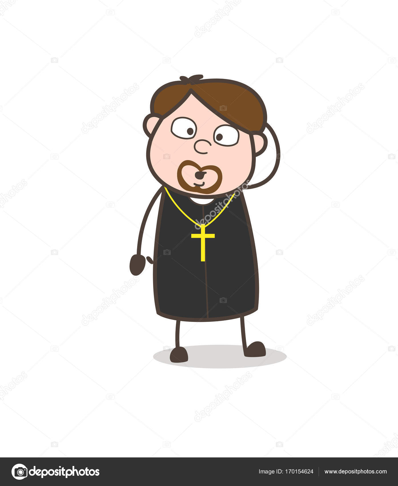 Удивленное лицо священника с открытым ртом Стоковый вектор ©lineartist ...